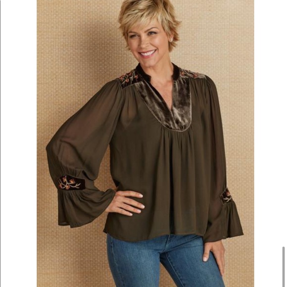 Soft Surroundings | Tops | Soft Surroundings Velvet Beaded Blouse ...